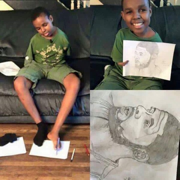 See This Amazing Artwork Made By A Boy Who Has No Hands - Myschool
