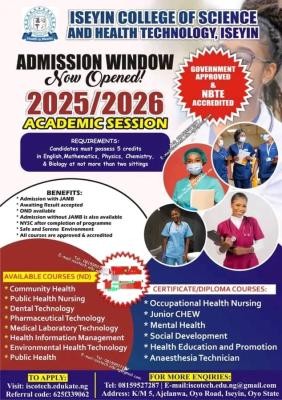 Iseyin College of Science and Technology releases admission form, 2025/ ...