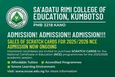 Sa'adatu Rimi University of Education Admission form, 2025/2026 - Myschool