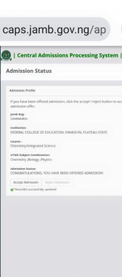 FCE Pankshin Admission List 2020/2021 out on Jamb CAPS - Myschool