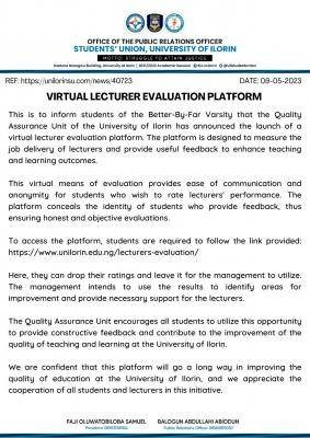 UNILORIN launches virtual lecturer evaluation platform - Myschool
