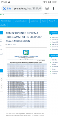 YSU diploma admission list for 2020/2021 session - Myschool