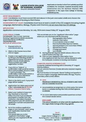 LASCON releases admission form for 2024/2025 session - Myschool