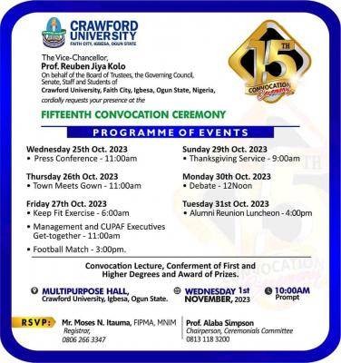 Crawford University 15th convocation ceremony - Myschool