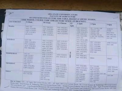 ABSU releases second semester lecture timetable, 2024/2025 - Myschool
