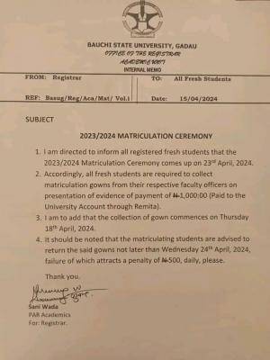 BASUG announces Matriculation ceremony for 2023/2024 session - Myschool