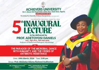 Achievers University announces 5th Inaugural Lecture - Myschool